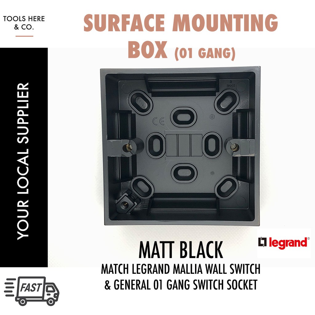 01 Gang 1G Surface Mounting Box (Matt Black) For Mallia by Legrand And ...