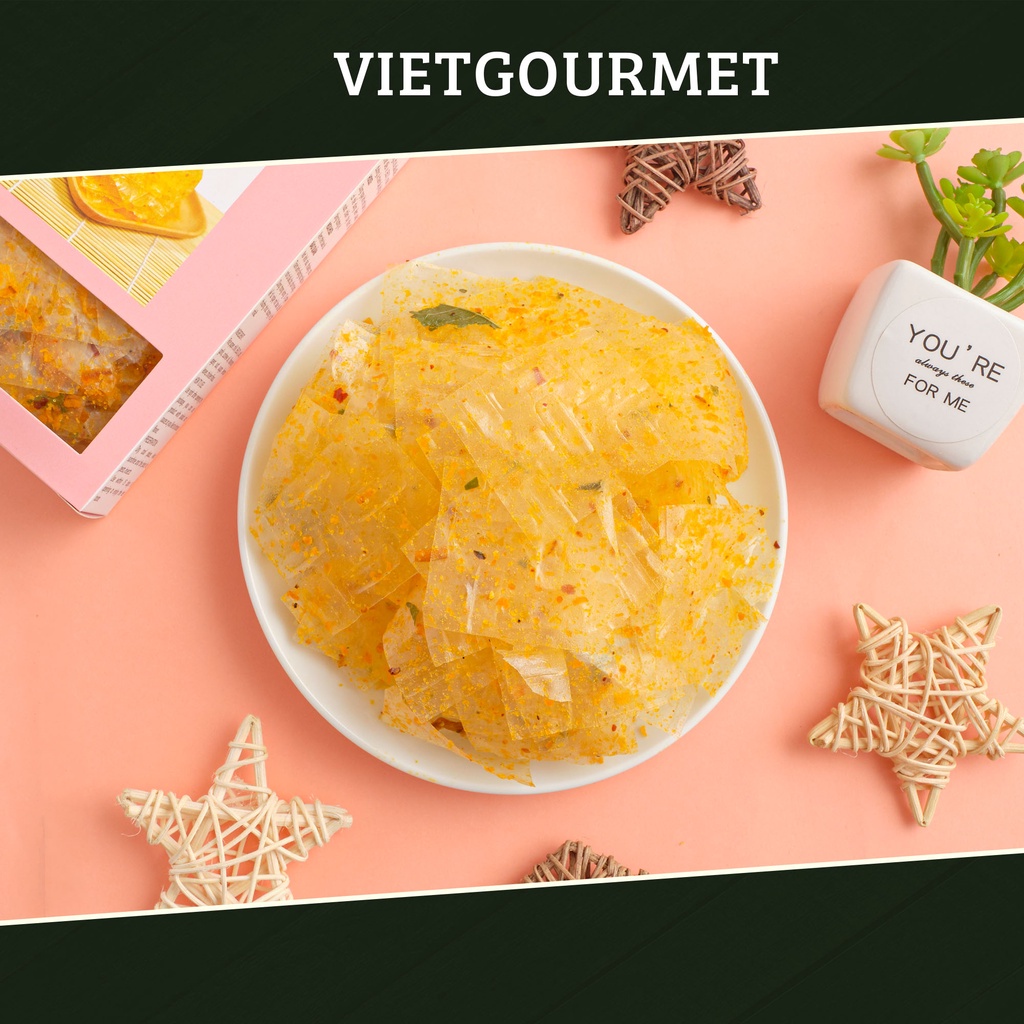 Vietgourmet dried chicken rice paper with lemon leaves, long an ...