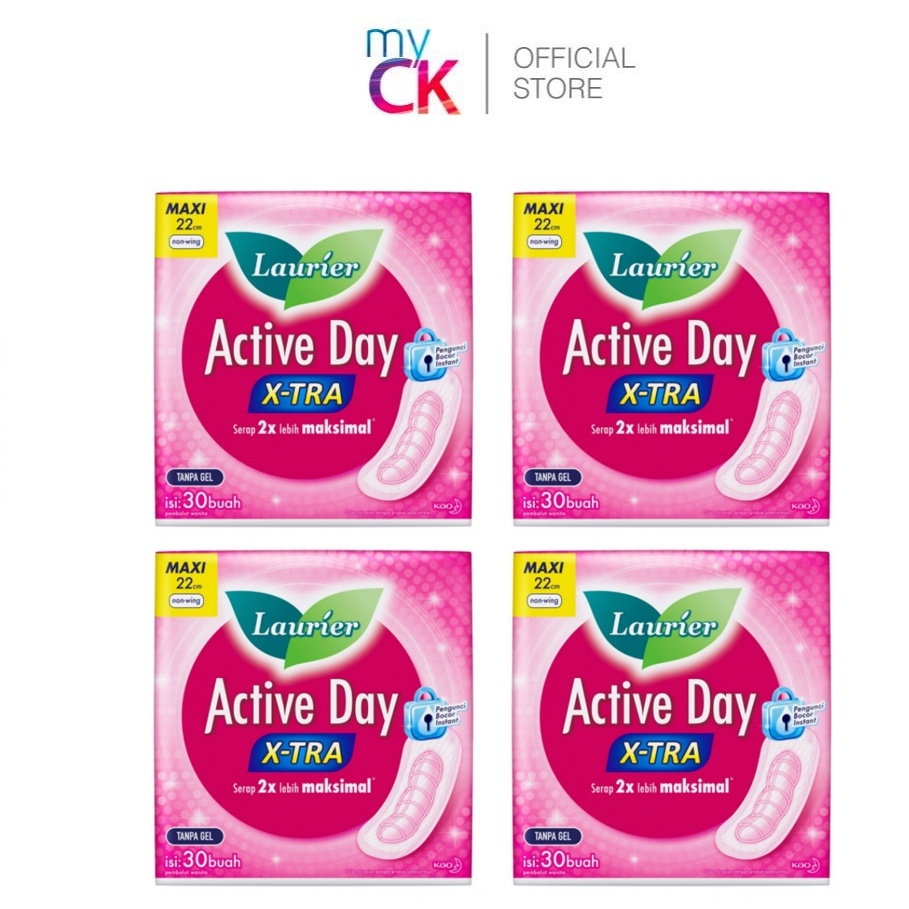 (Bundle of 4) Laurier Active Day Super Maxi 22cm 30's Non Wing | Shopee ...