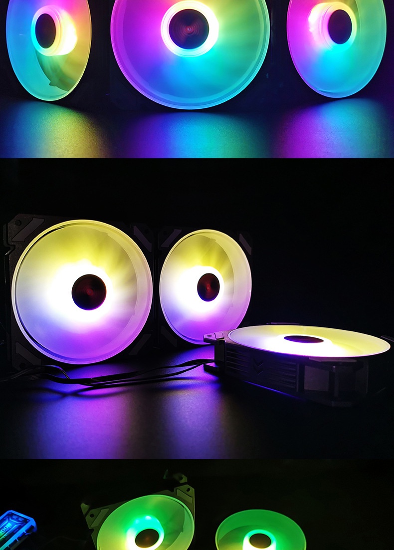 COOLMOON 120mm PWM ARGB PC Case Fan Quiet 4 Pin Addressable RGB Cooling ...