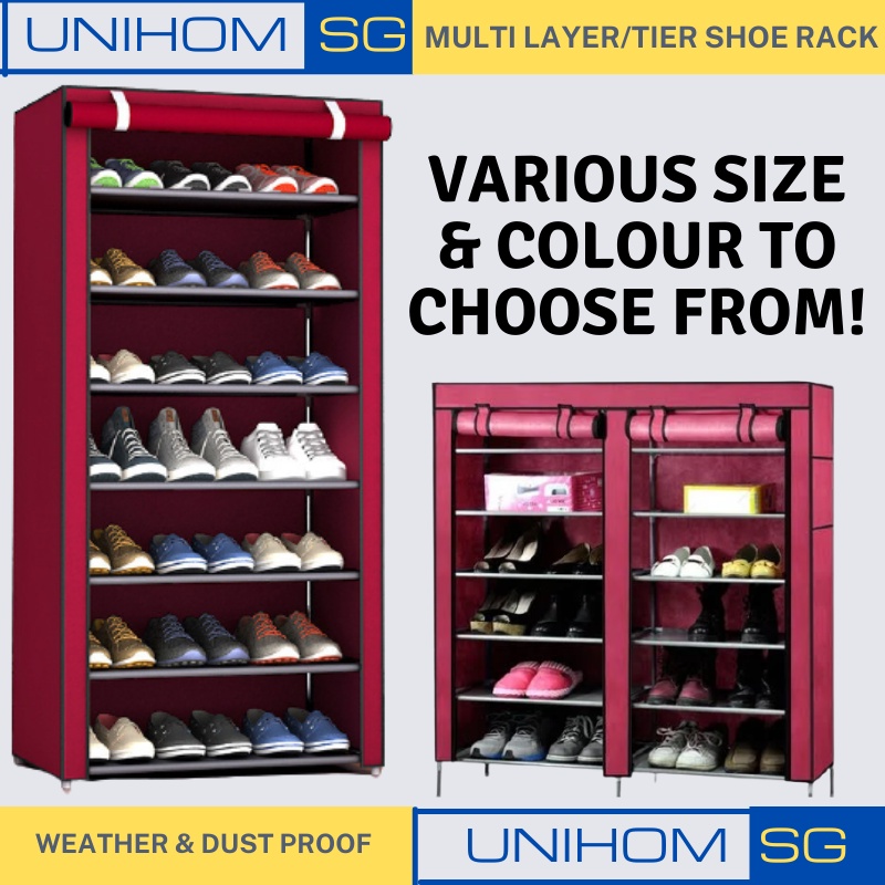 UnihomSG [ReadyStock] Weather & Dust Proof Multi Layer/Tier Shoe Rack ...