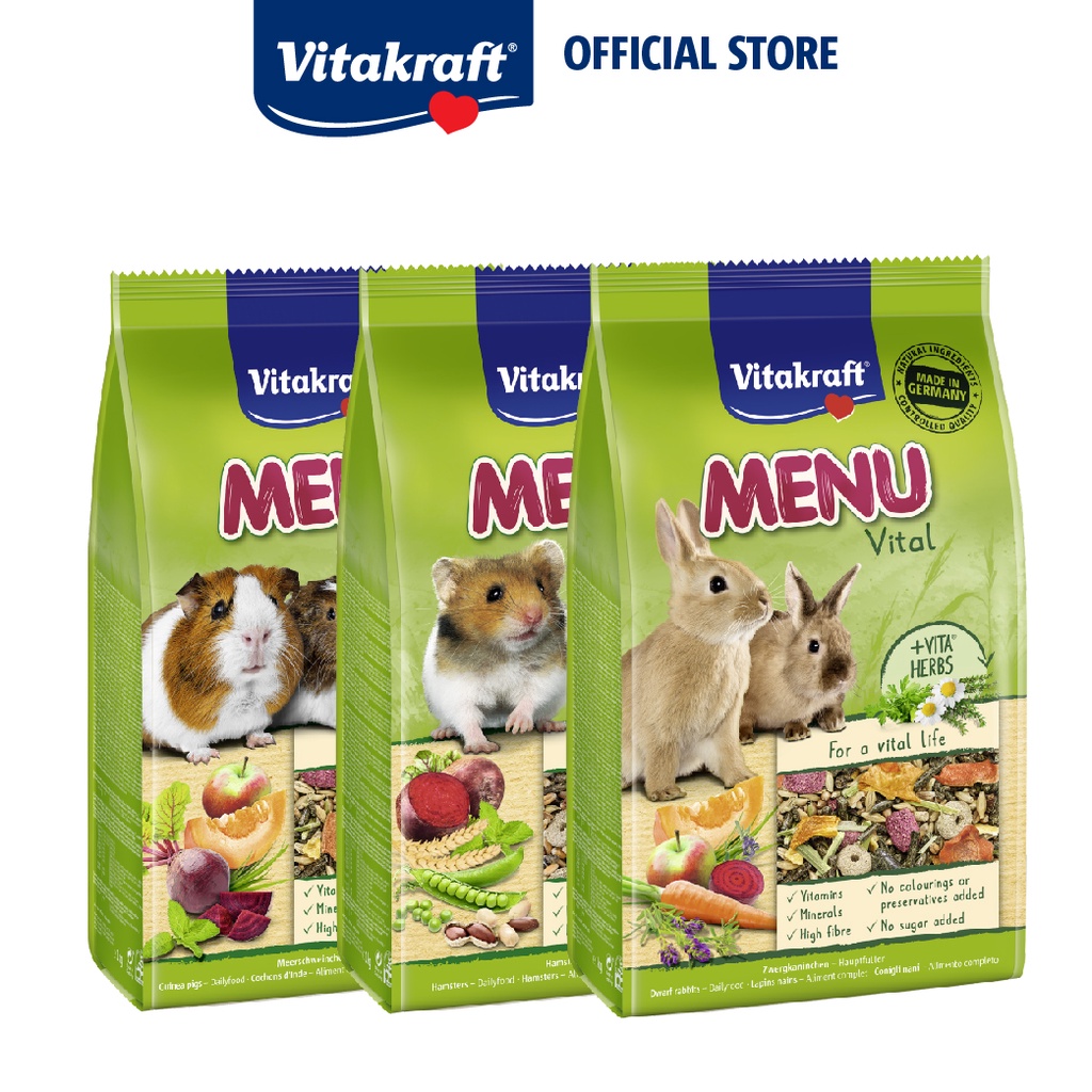 Vitakraft Menu Vital 1kg Pet Food for Guinea Pig, Hamster, Rabbit ...