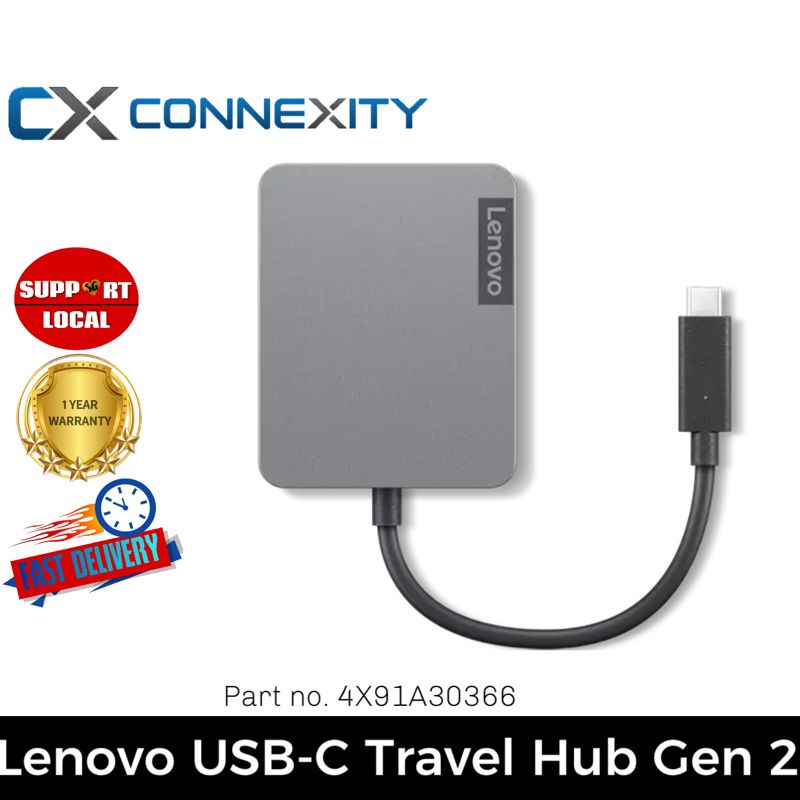 Lenovo USB-C Travel Hub Gen2 Cables 4X91A30366 Lenovo USB-C Travel Hub ...