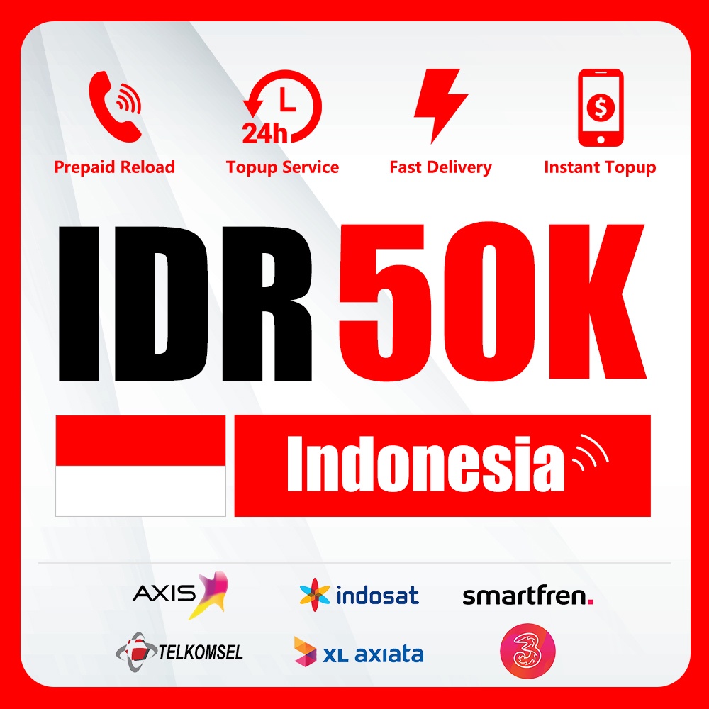 Indonesia IDR 50k Topup Prepaid reload [Click in the Email/SMS to topup ...