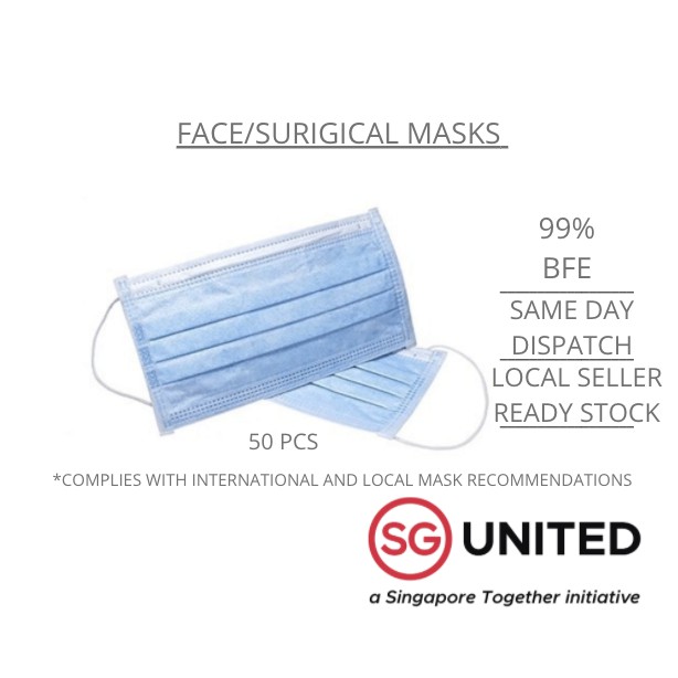 Surgical/Face Masks; 2/3 Ply [FDA class E masks] (50 pcs x 3pack ...