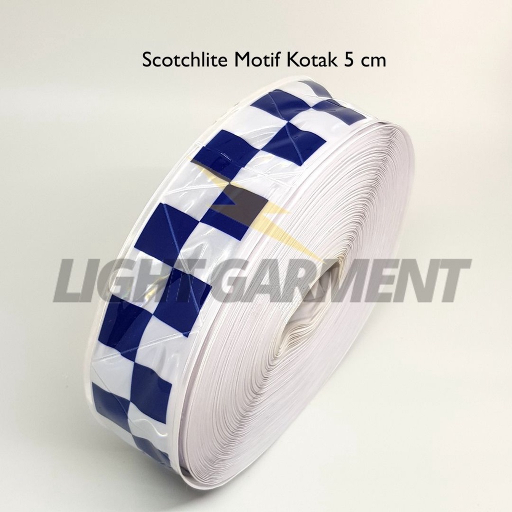 PVC Reflector Scotchlite Tape 5 cm Blue and White Square Mix Pattern ...