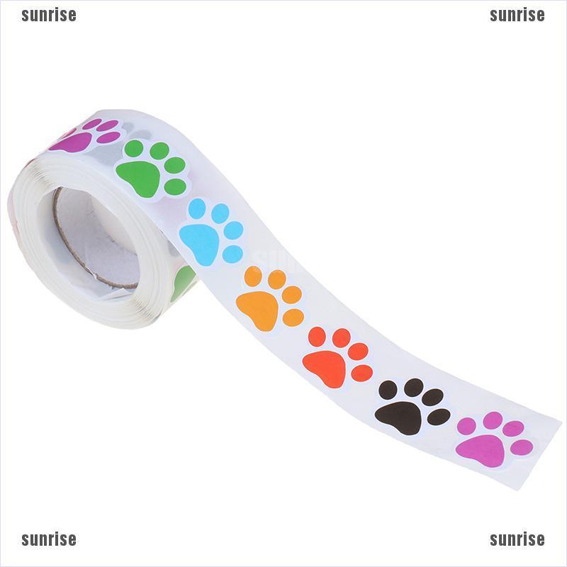 {sunrise} 500pcs Colorful Paw Print Stickers Dog cat Paw Labels ...