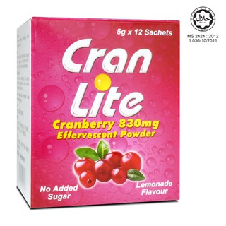 Cran Lite Cranberry 830mg effervescent powder 5g X 12 sachets | Shopee ...