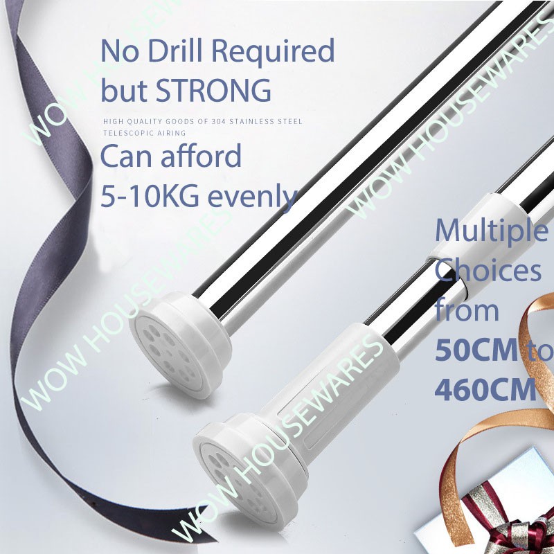 SG stock 1 Year Warranty Stainless Steel adjustable Tension Rod with no ...