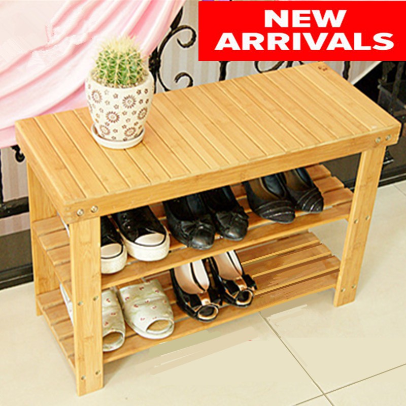 (SG SELLER) ♦Bamboo Shoes Bench Shoe Rack Seat/Convenient Seat Wearing ...