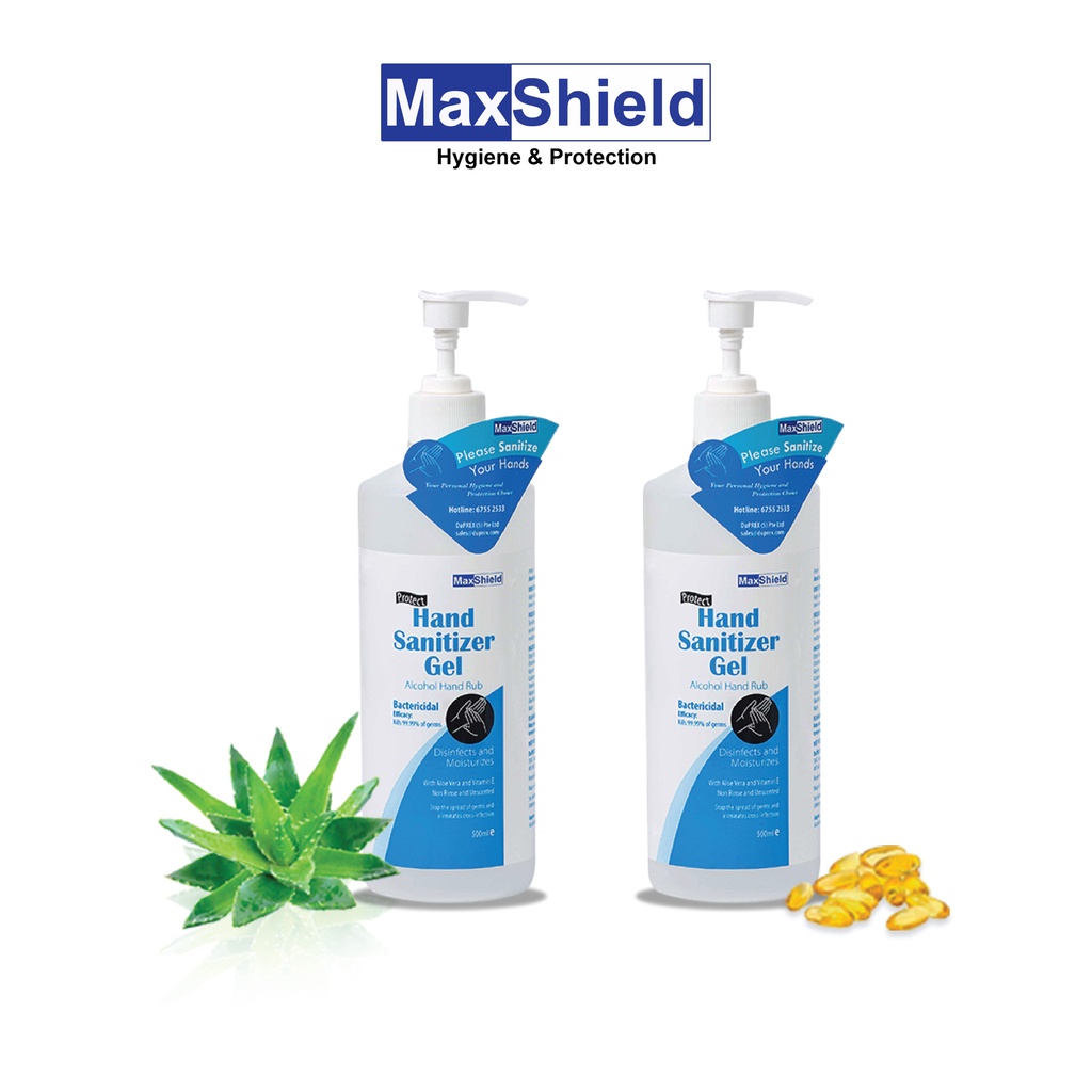 Maxshield Gel Hand Sanitizer (2 x 500ml) / 75% Alcohol / Kills 99.99% ...