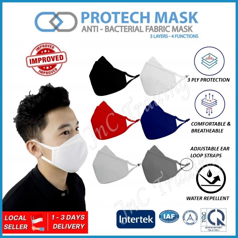 PROTECH FACE MASK 3PLY Anti-bacterial | Reusable | Water Resistant ...