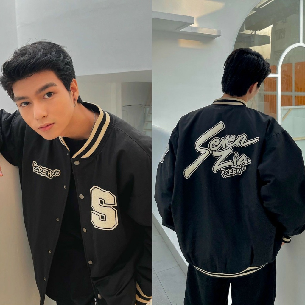 Very beautiful Korean-style bomber jacket with embossed S printed edges ...