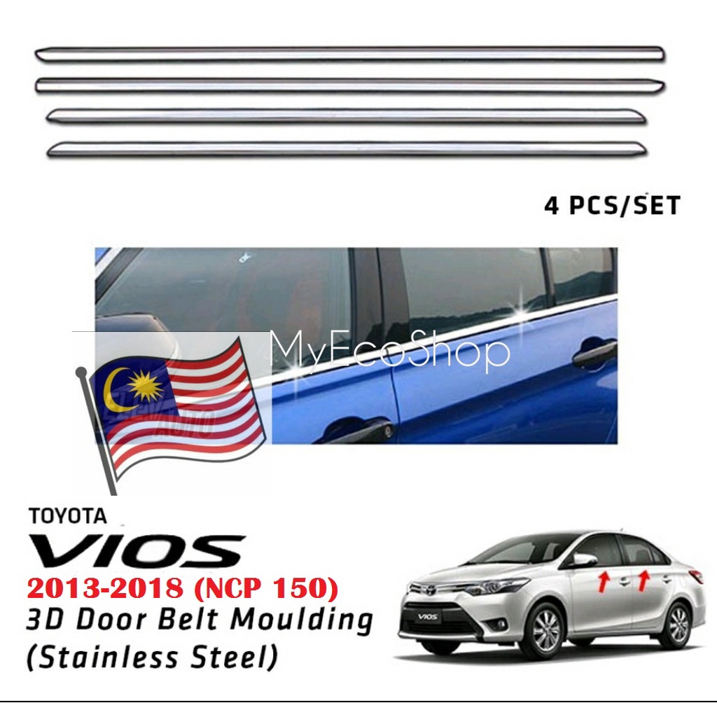 Toyota Vios 2013-2018 (NCP 150) Chrome Lining Door Belt Moulding 3D ...