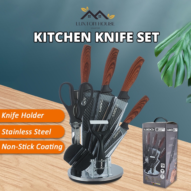{SG} 8PCS Stainless Steel Kitchen Knife Set Gifts Knives Set with Non ...