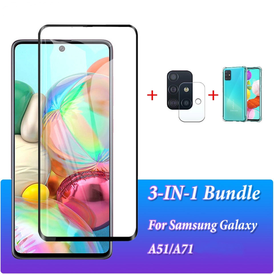 3 In 1 Glass Protector and Camera Lens and Shockprof Case for Samsung ...