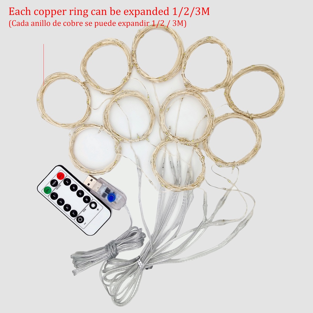 3M 300 LED Window Curtain String Light 8 Lighting Modes USB String ...