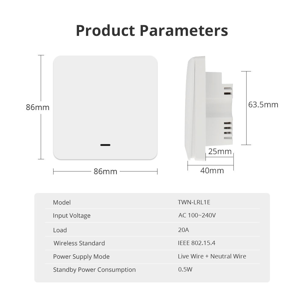 Tuya WiFi Smart Switch Push Button 20A High Power Boiler Electric Water ...