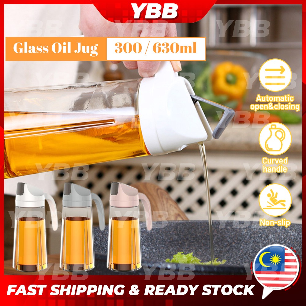 YBB Kitchen Glass Oil Bottle Dispenser Automatic Opening Home Bottles ...