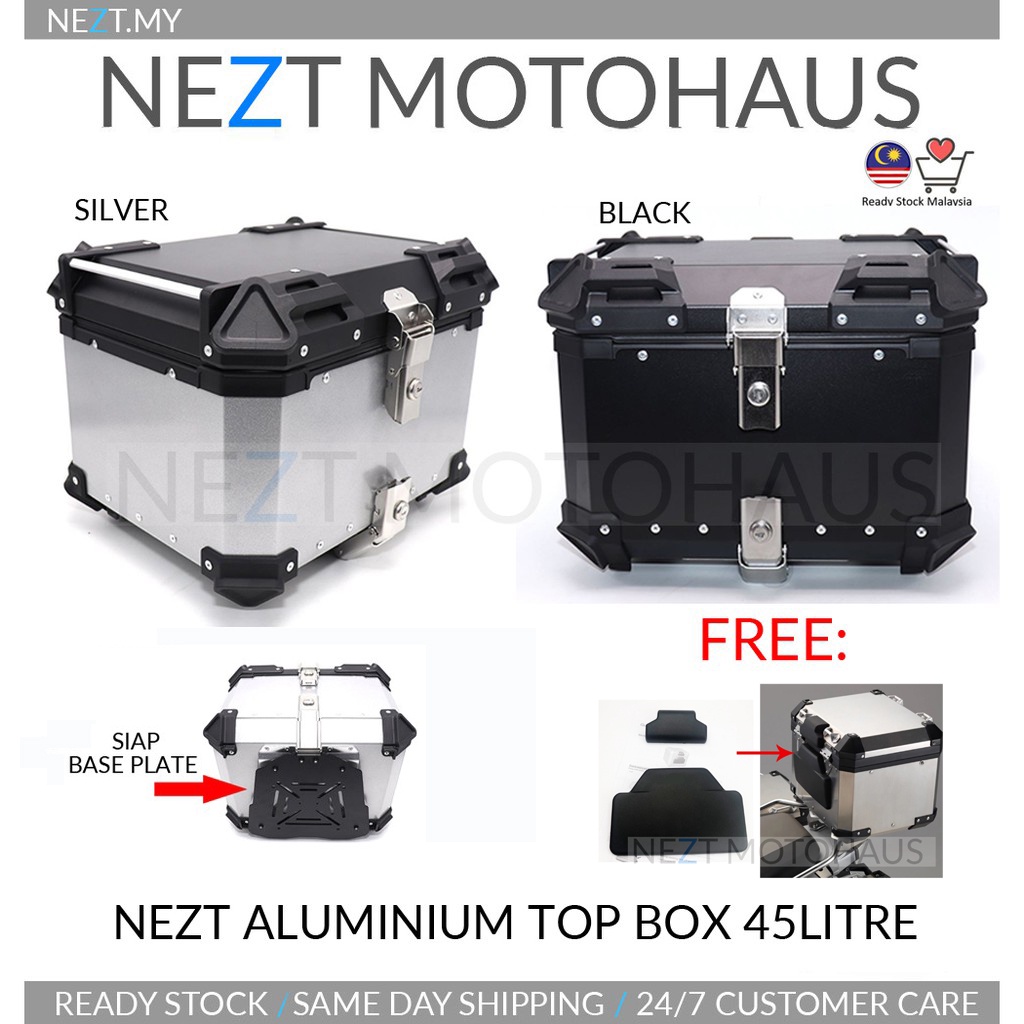 NEZT Alu Mix PU Plastik Top Box Kotak 25L 35L 45L 55L BLACK / SILVER ...