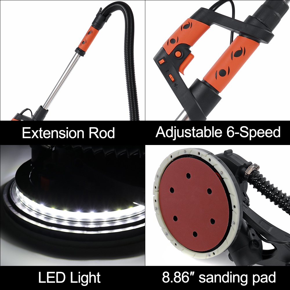 1300W Wall Putty Sanding Machine Sandpaper Machine Speed Sander LED ...