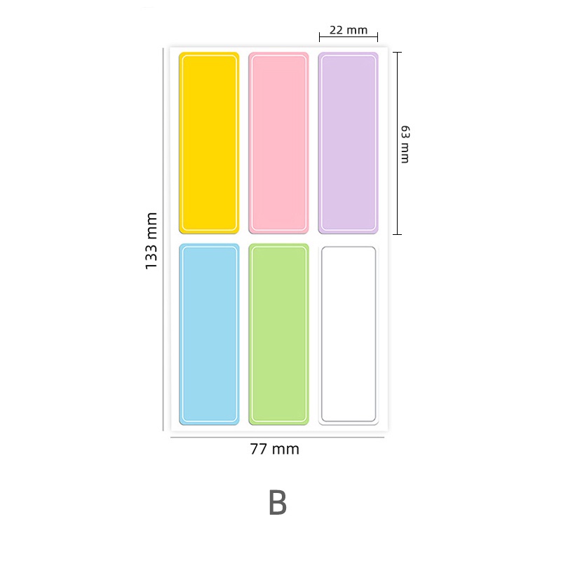 10 Sheets Multi-Size Solid Color Waterproof Label Stickers Paging DIY ...