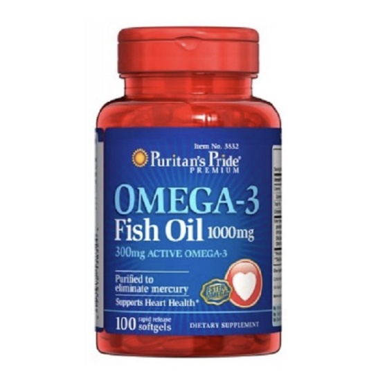 Puritan's Pride Omega-3 fish oil 1000mg - 300mg Active Omega-3 (100 capsules) | Shopee Singapore