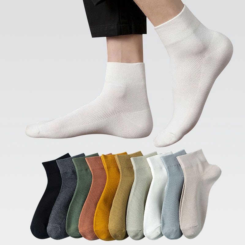 Men Cotton Socks High Quality Casual Breathable Mens Solid Color ...