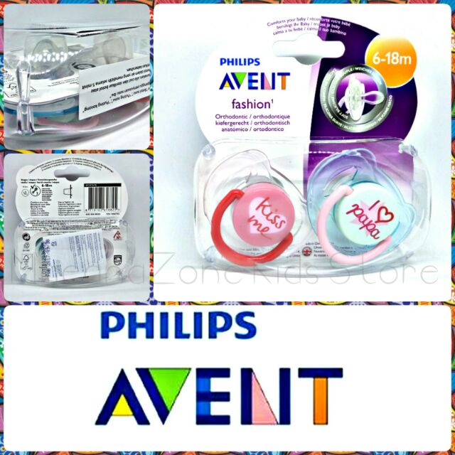 Philips Avent Fashion Soother / Pacifier 6-18m -I Love Papa & Kiss Me ...