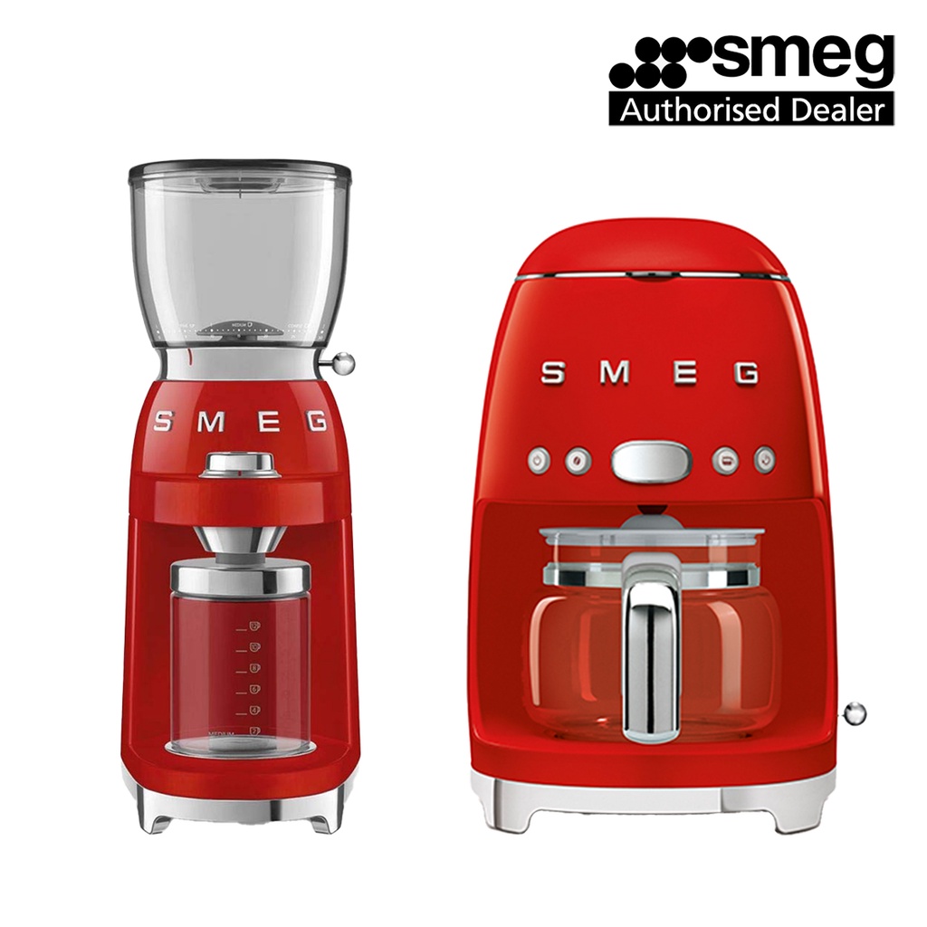 Smeg Coffee Grinder CGF01RDUK & Drip Coffee Machine DCF02RDUK (Red ...