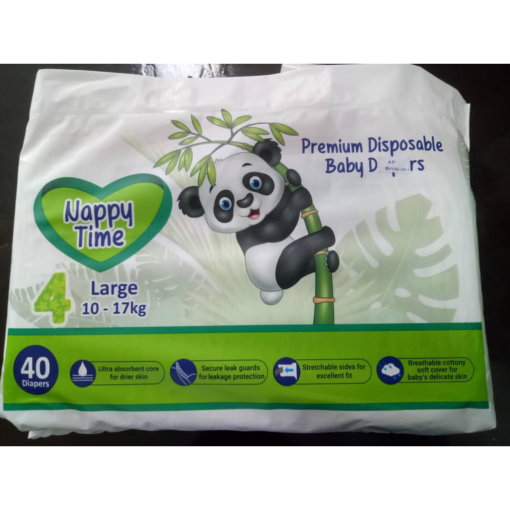 *Ready Stock*Nappy Time Premium Diapers Regular Pack- Large (10 - 17kg ...