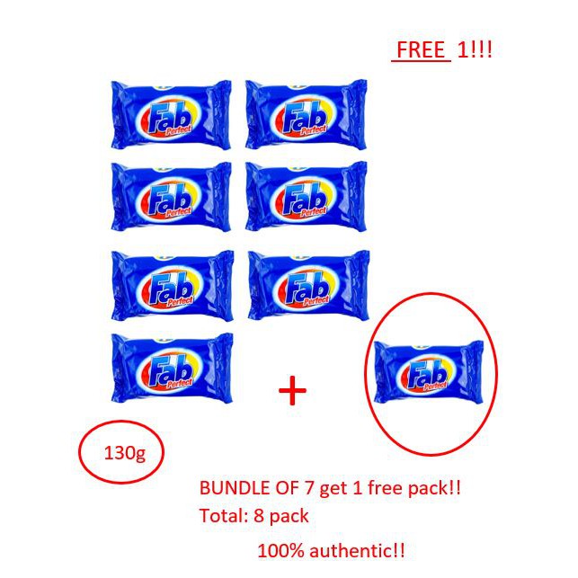 Fab Perfect Laundry Bar Soap 130gm [Buy 7 get 1 FREE] BLUE & YELLOW ...