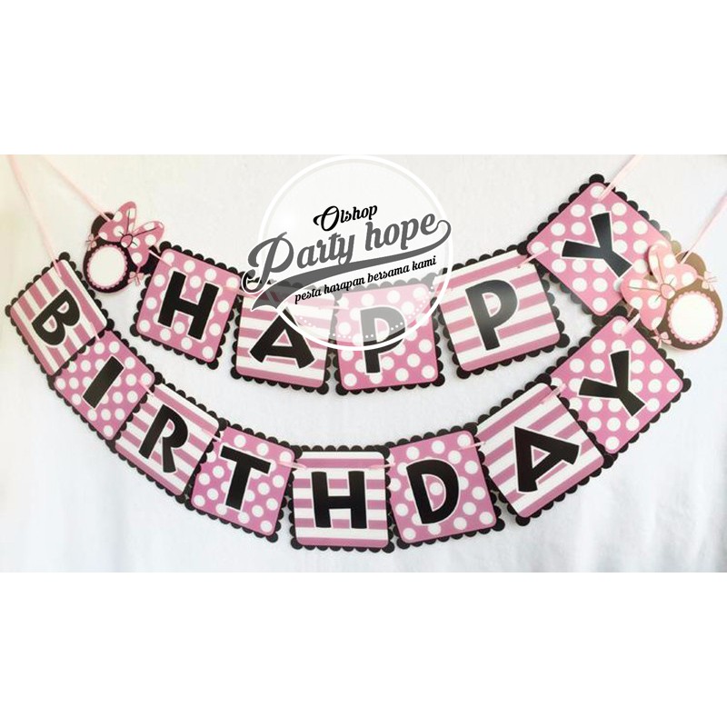 Bunting flag Happy birthday MINNIE MOUSE Box/Happy birthday banner/HBD ...