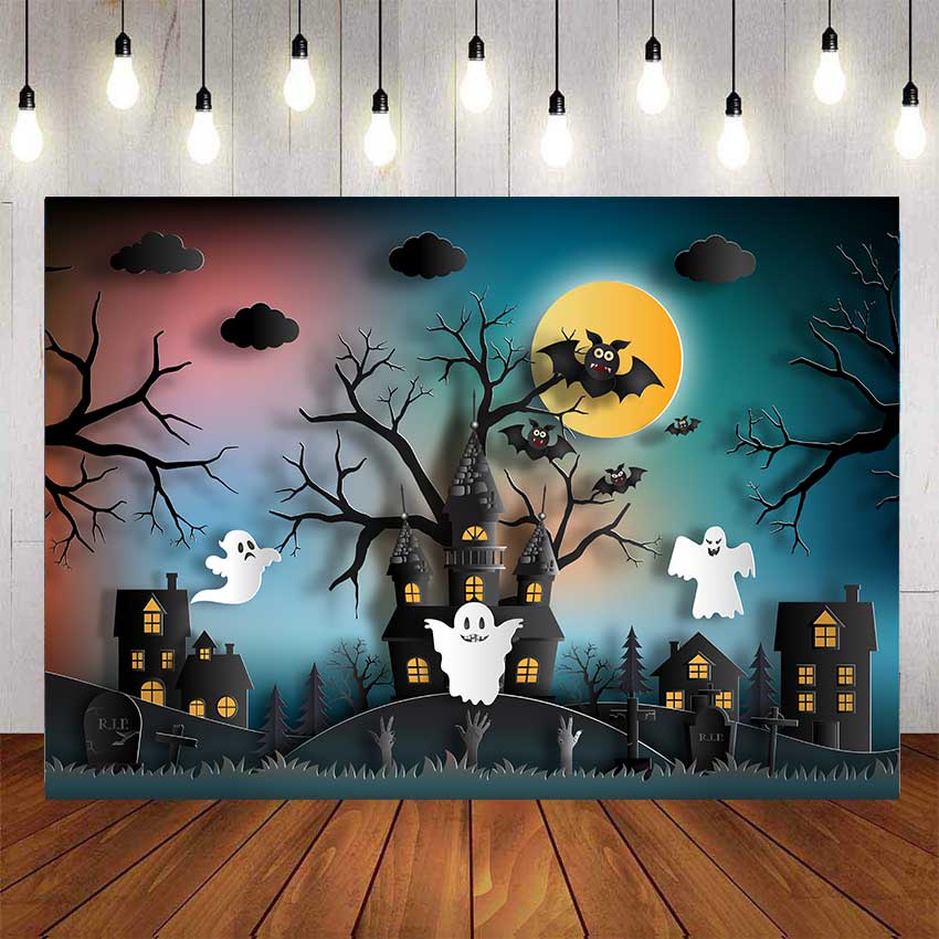 3 Options Happy Halloween Backdrops For Kids Props Ghost Children Party ...