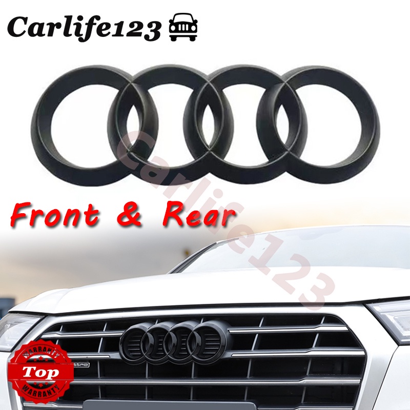 Car Front Bumper Grille Emblem Sticker 4 Ring Logo & Rear Trunk Badge ...