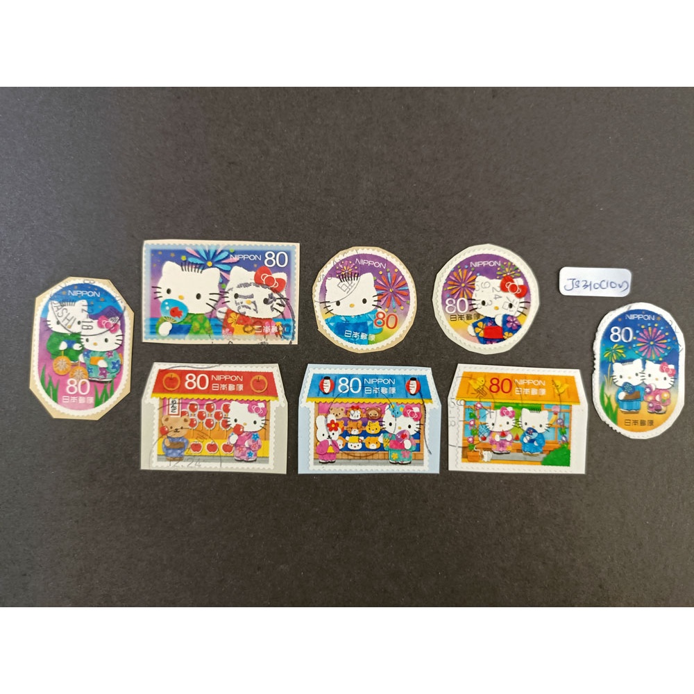 [JS310] Hello Kitty Stamp (8v) Japan Used Stamps Collection Cartoon ...