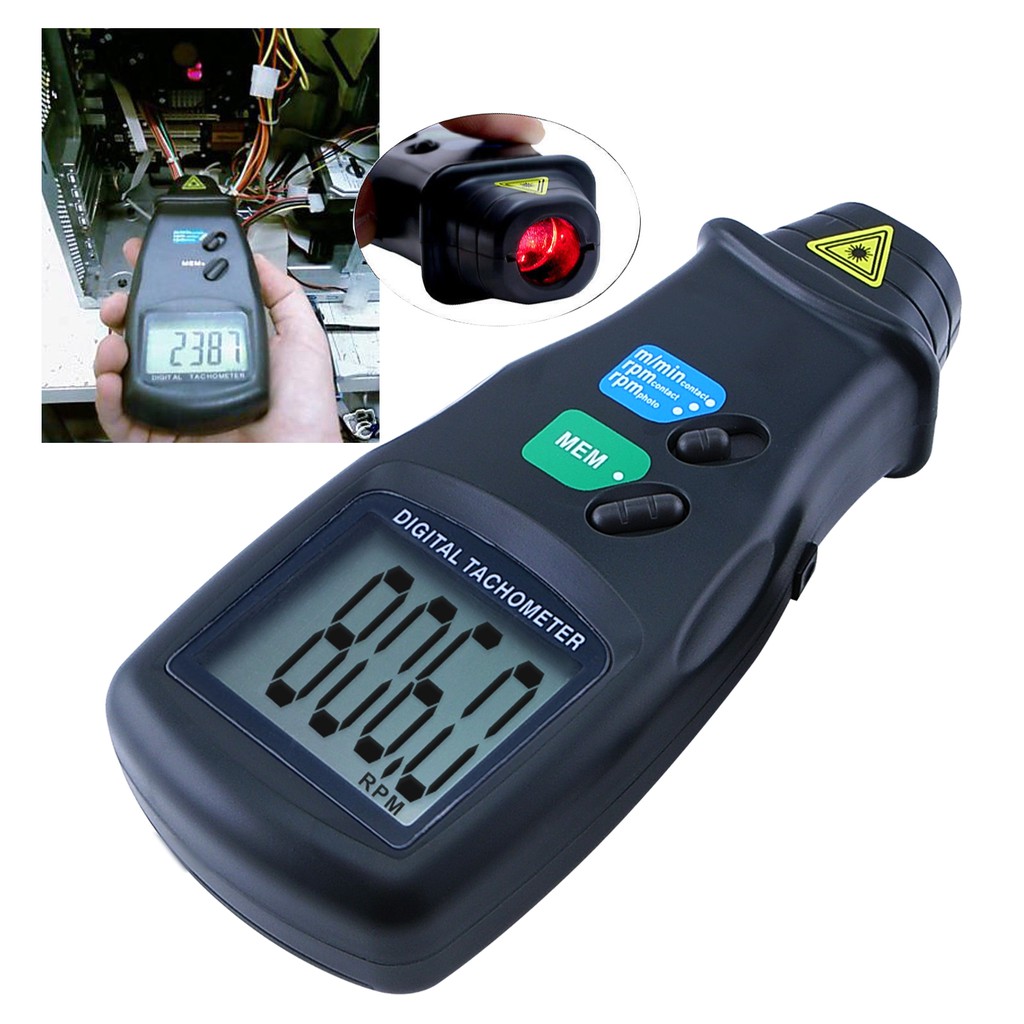 2in1 Digital Laser Photo Tachometer Non-Contact & Contact RPM Gauge CE ...