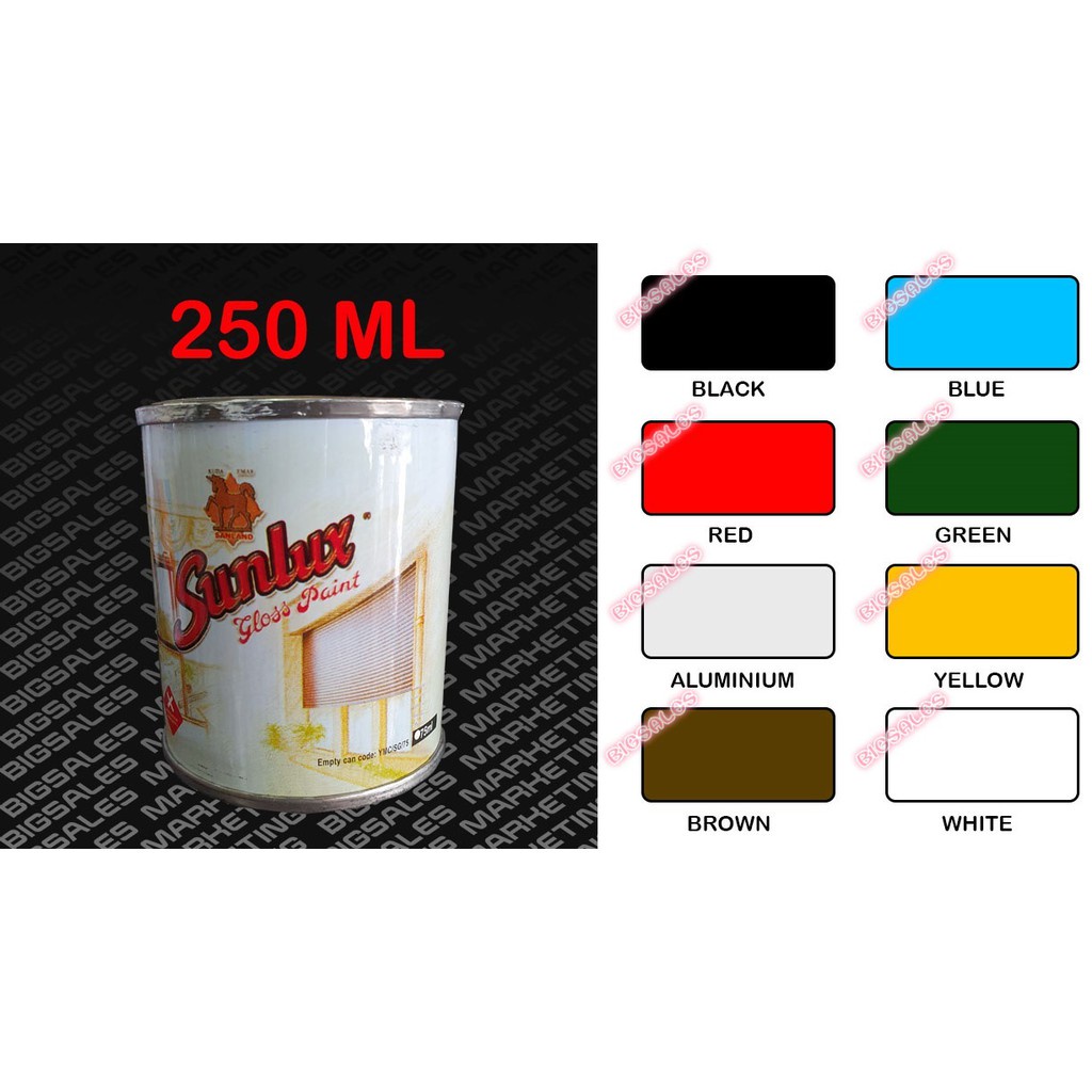 250ML SUNLUX Gloss Paint Glossy Wood Or Metal Paint / Cat Kayu Dan Besi ...