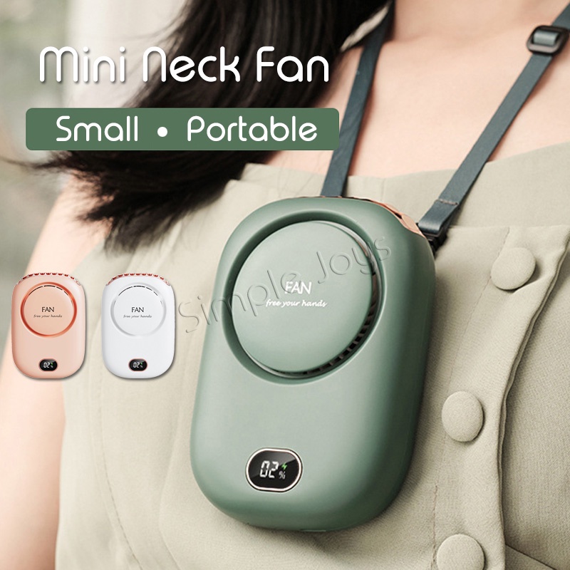 Mini Portable Rechargeable Neck Fan with straps | Shopee Singapore