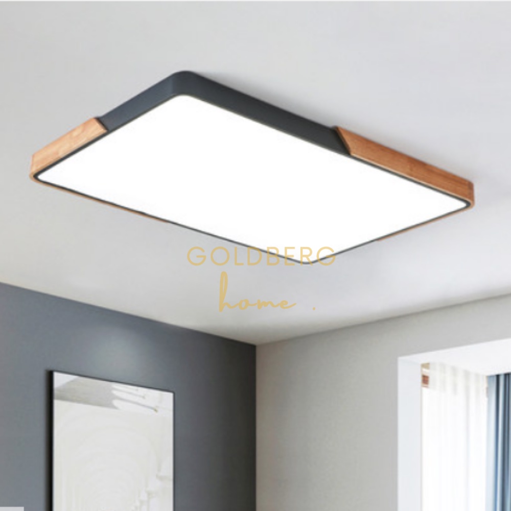 Mariko Nordic Rectangle 45W 90W LED Ceiling Light - Black White Wooden ...