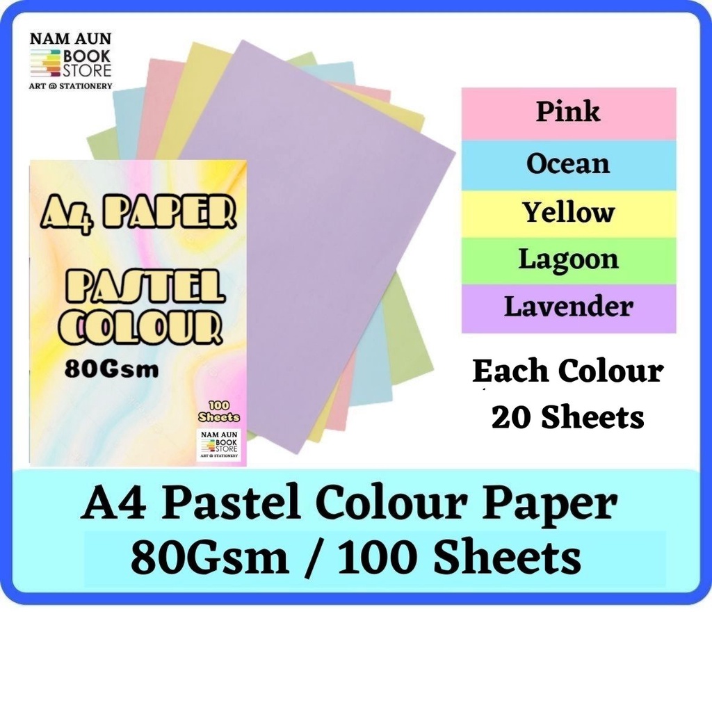 (100sheets)A4 80gsm Pastel Colour Paper - 100's / Light Colour / A4 ...