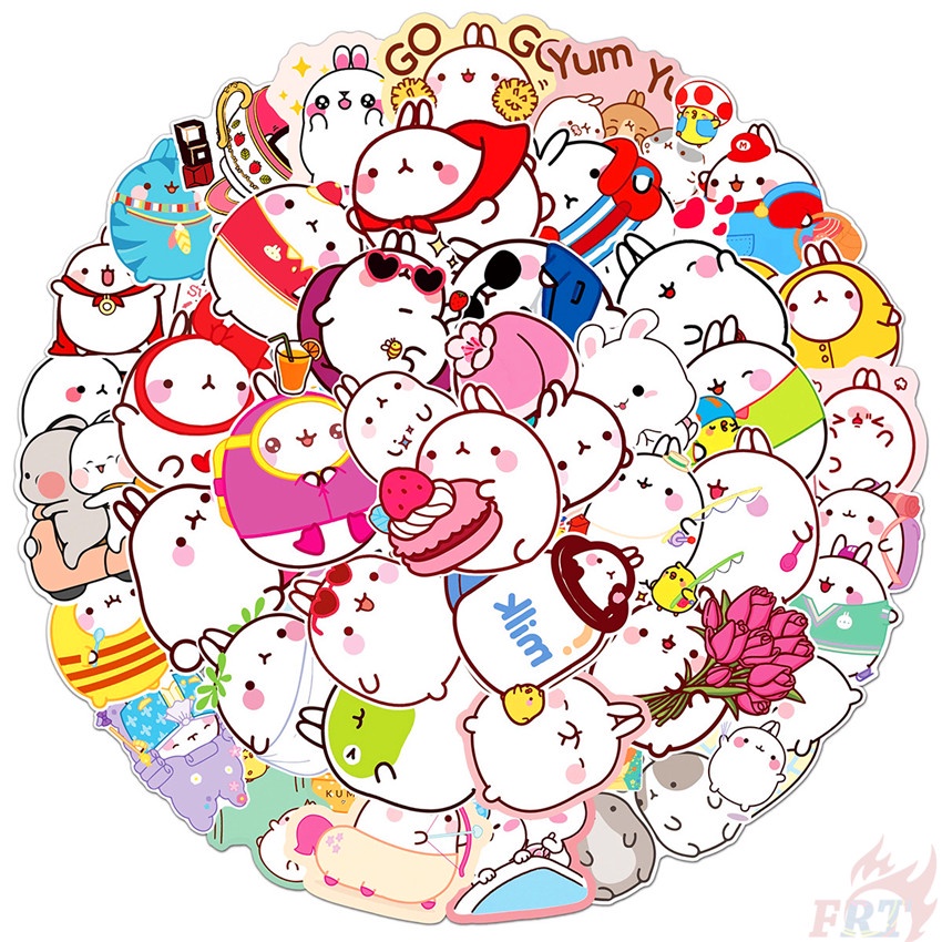 50Pcs/Set Kawaii Molang & Piu Piu Series 03 Stickers Cute Korea Fat ...