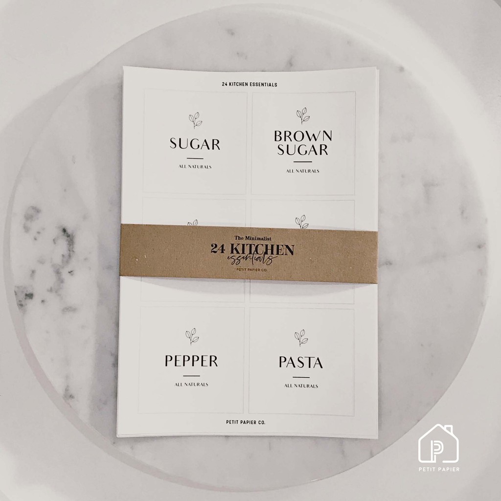 Papier HOME 24pcs Kitchen Essential-Minimalist Sticker Label Aesthetic ...