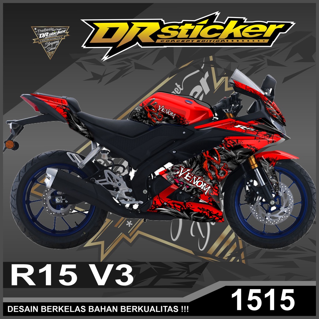Decal COSTUM Motorcycle YAMAHA R15 V3 FULLBODY VENOM Design - R15 V3 ...