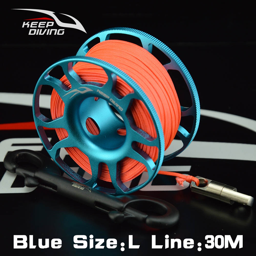 KEEP DIVING 15M/30M Scuba Diving Aluminum Alloy Spool Finger Reel with Stainless Steel Bolt Snap ...