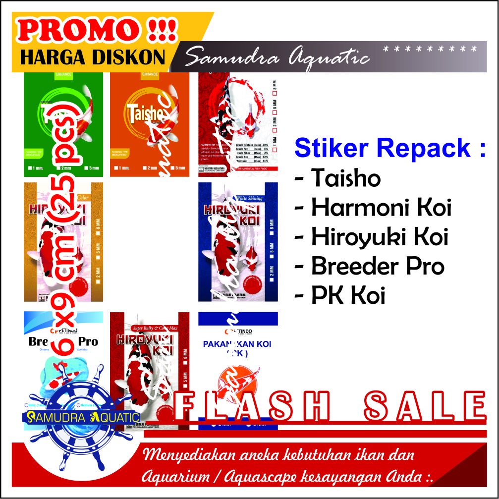 6x9 Repack Packaging Stickers (Hiroyuki Koi, Taisho, Breeder Pro, Koi ...