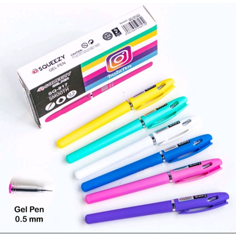 Squeezy Fun Color 0.5mm Gel Pens 1 Box Contains 12 Pcs | Shopee Singapore
