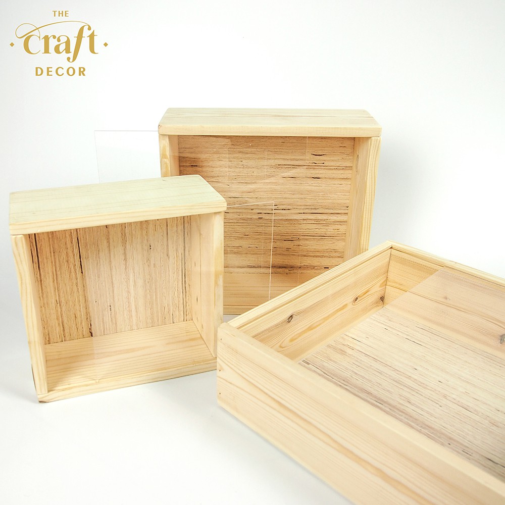 The Craft Decor Wooden Storage Box with Acrylic Sliding Top | Box ...