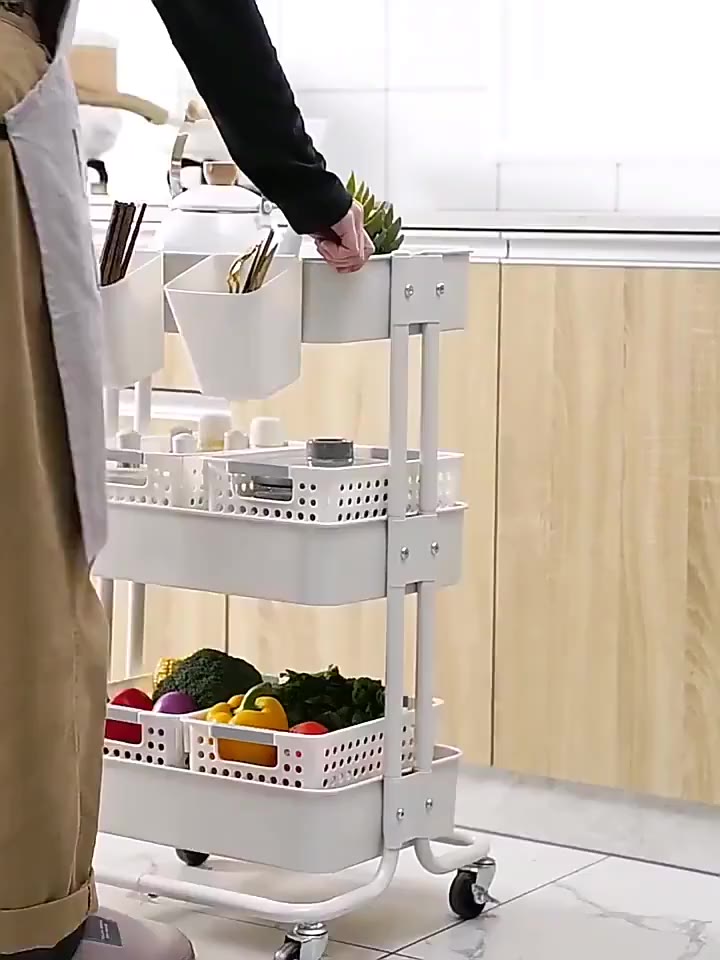 [Local Seller] Metal 3 Layers Storage Trolley with wheel Trolley Rack ...
