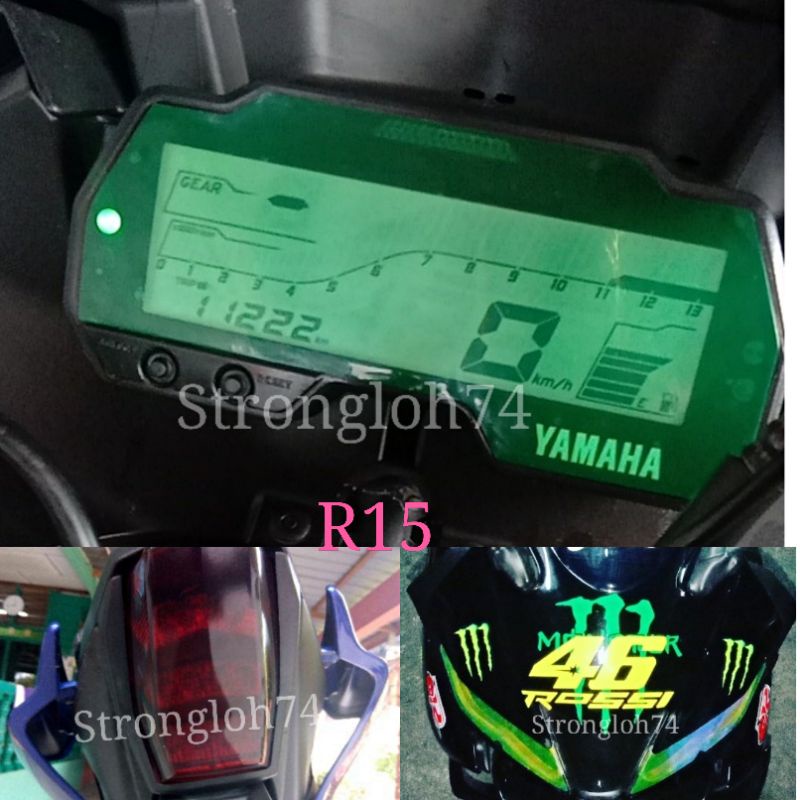 YAMAHA R15 TINTED STICKER (FRONT LIGHT METER REAR LIGHTS READY TO CUT ...